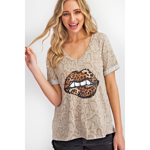 1.4.3. Story by Line Up | Tops | 43 Story Snake Leopard Lips Top | Poshmark